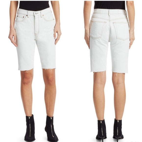 Re/Done | Shorts | Redone The 8s Long Short Raw Hem Bleach White Denim ...